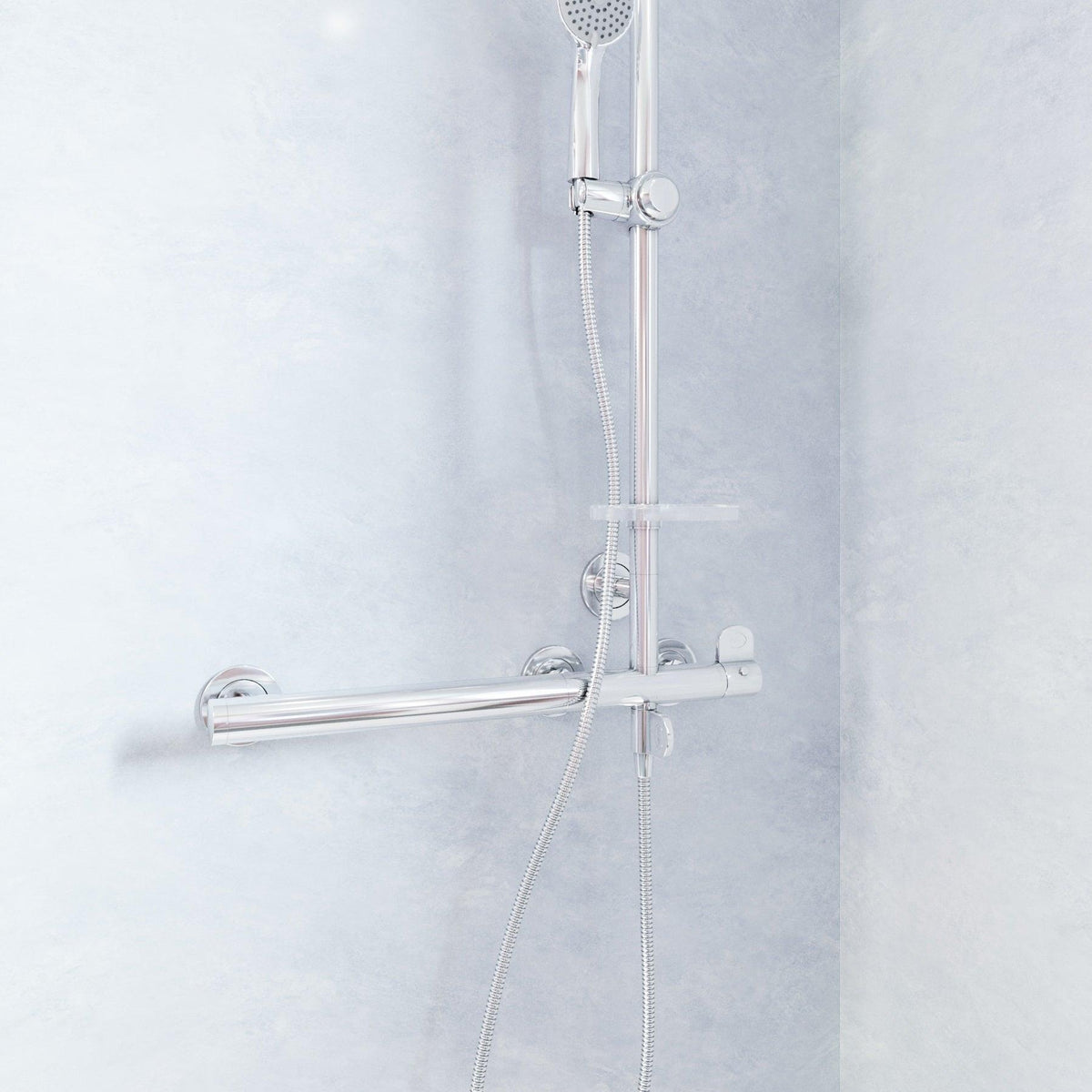 AKW Onyx Combo L Shape Grab Rail and Mixer Shower RH | Adaptation Supplies